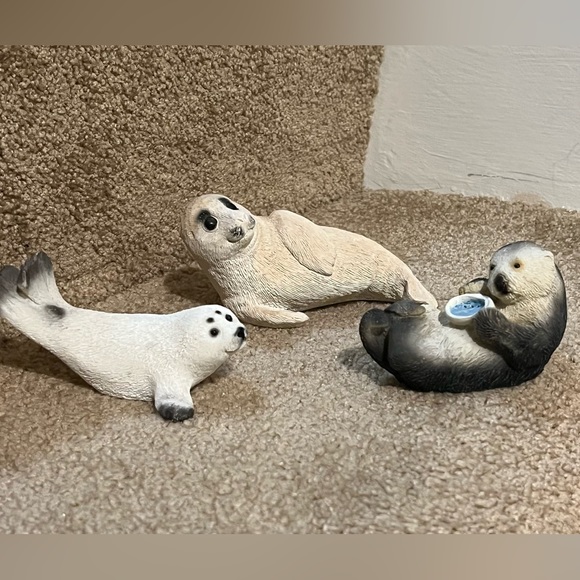 Accents | Water Marine Life Mammals Lot Of 3 Figure Otter Seal Resin ...